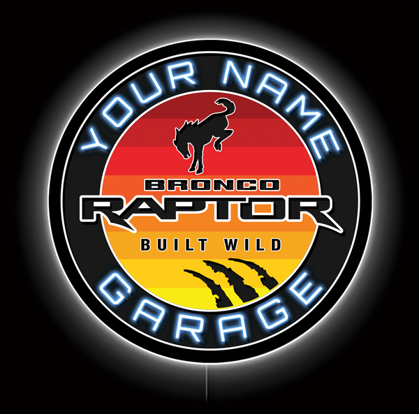 Bronco Raptor Retro Custom LED Sign (23" / 36") – Lighted Wall Art ...